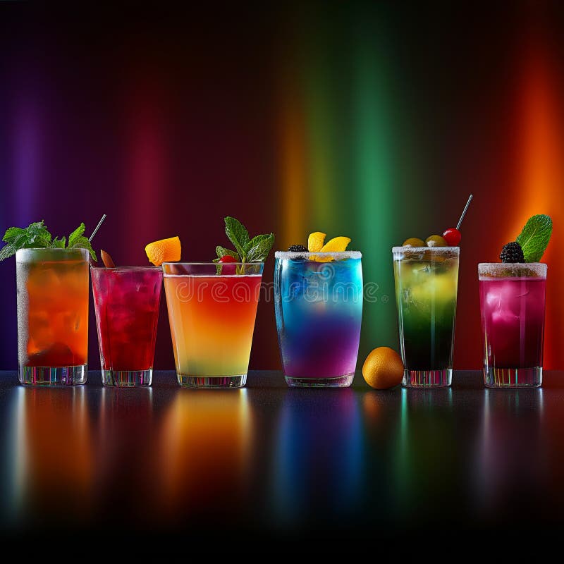 Set of Various Colorful Cocktails. Cocktail Bar Banner Stock ...