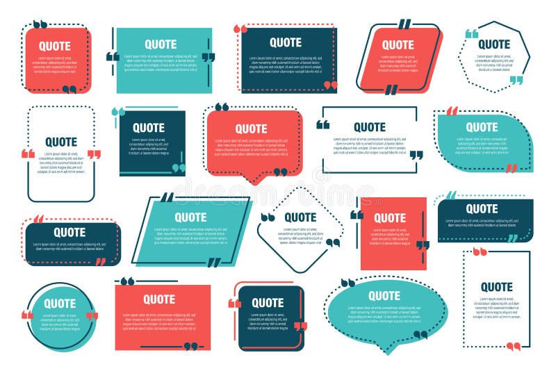 Set of Various Colorful Isolated Quote Frames. Speech Bubbles with ...