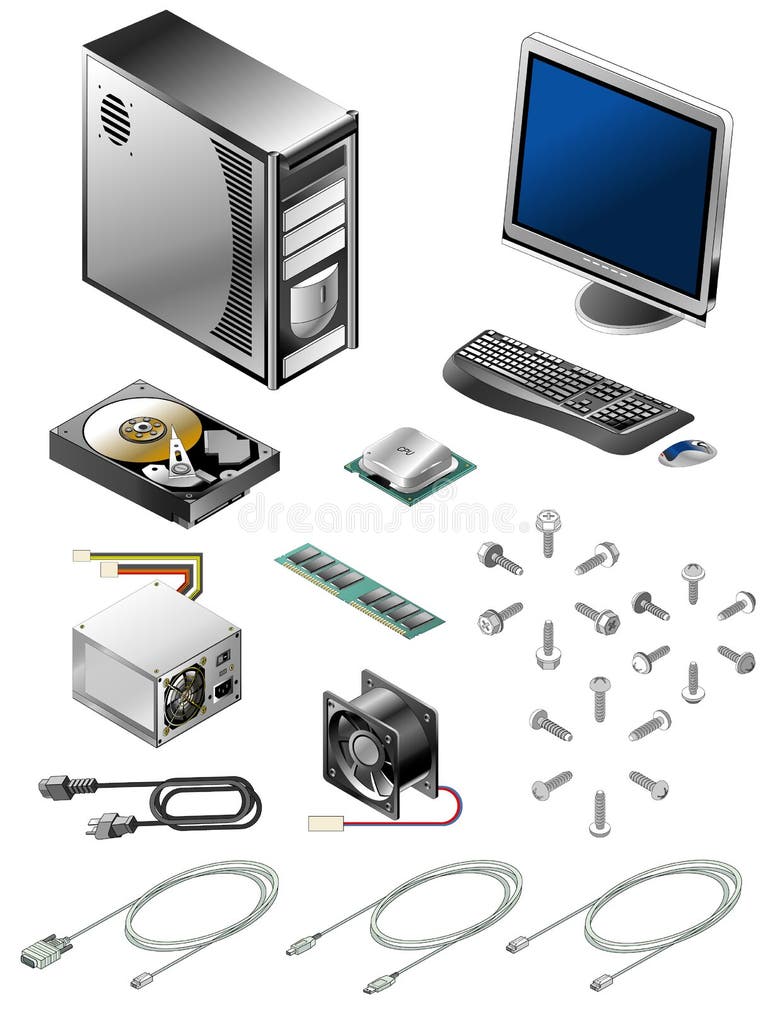 Set Various Computer Parts Accessories Stock Illustrations – 19 Set ...
