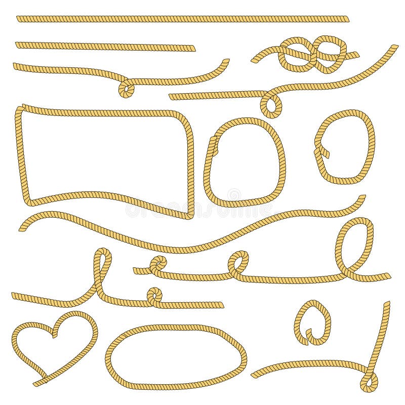 Set of Various Decorative Rope Elements Stock Vector - Illustration of ...