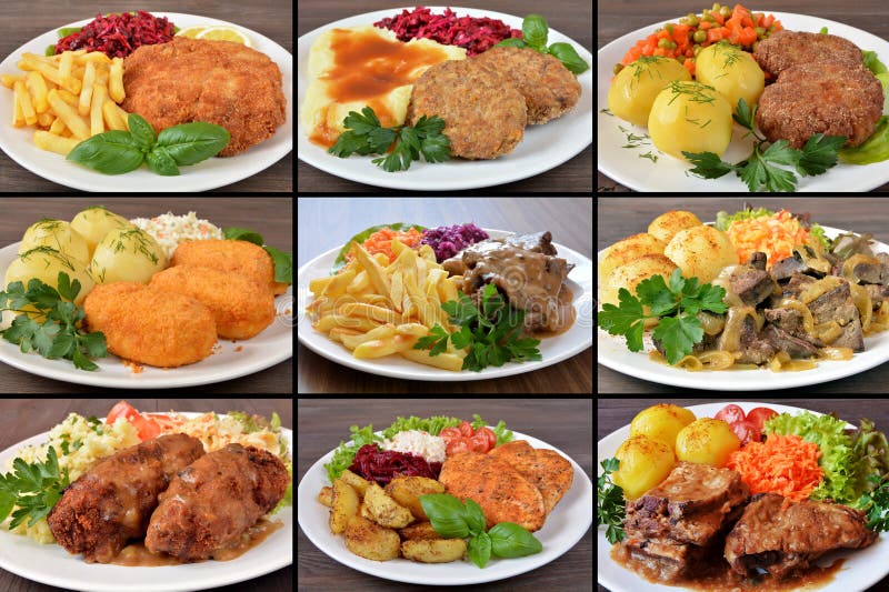 Set of different dinners stock photo. Image of dish - 306005360