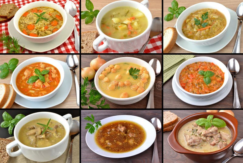 Set of Various Dinner Dishes Stock Image - Image of mushroom, bigos ...