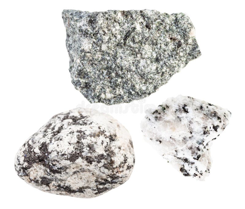 Set of Various Diorite Rocks Isolated on White Stock Image - Image of ...