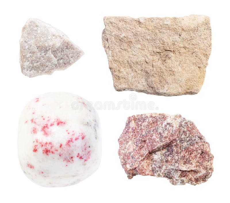 Various Raw Rocks with Names Isolated on White Stock Image - Image of ...