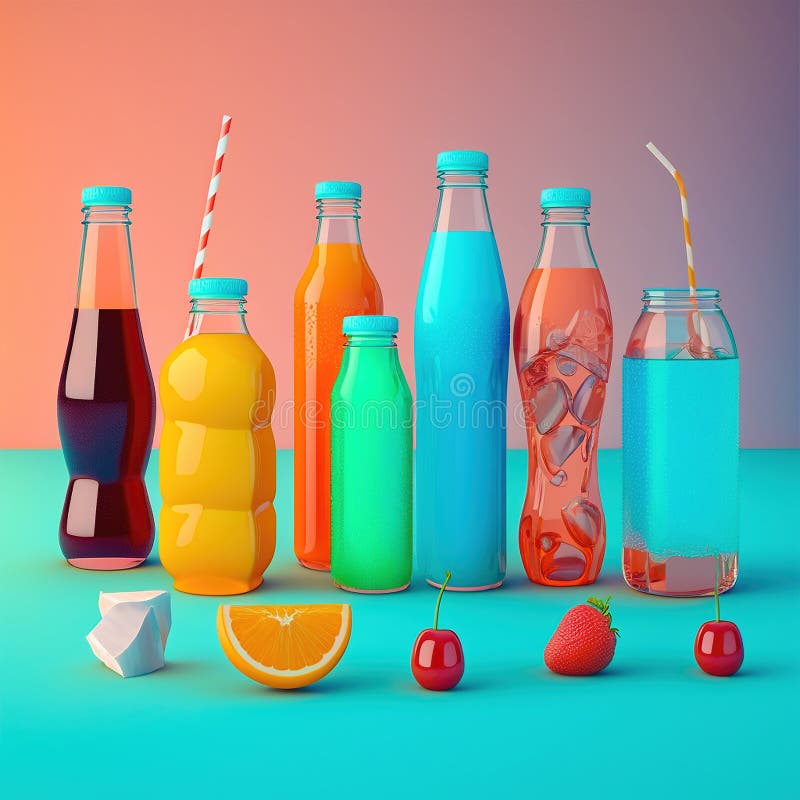 Set of Various Drinks on a Blue Background. Banner Design Stock ...