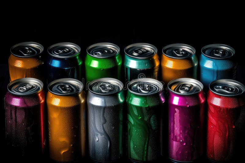 A Set of Various Drinks in Cans Stock Illustration - Illustration of ...
