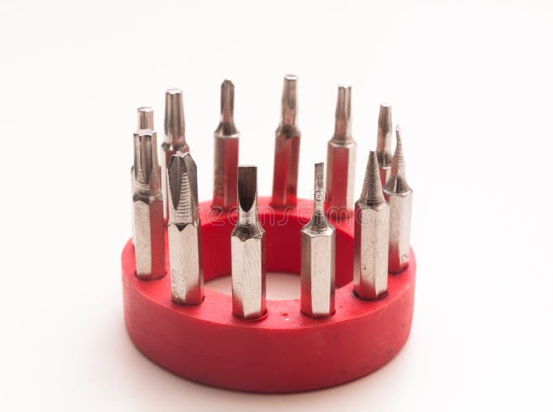 Screwdriver Bits Isolated on a Red Ring Stock Image - Image of ...