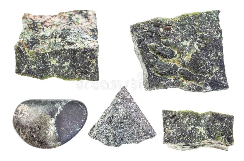 Set of Various Dunite Olivinite Rock Isolated Stock Image - Image of ...