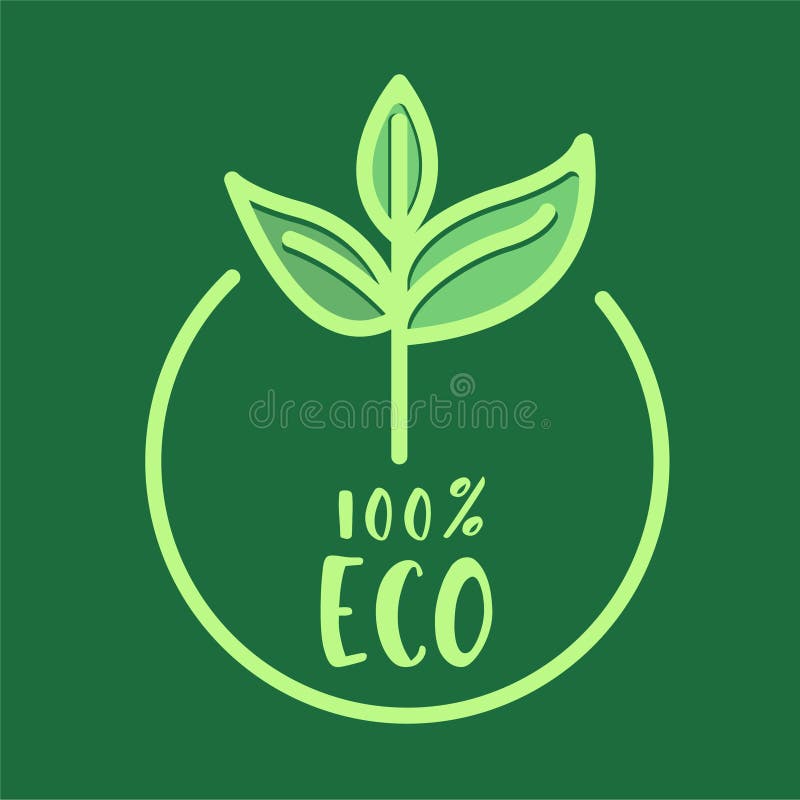 Set of Various Eco Friendly 100 Percent Green Badges with Leaf. Stock ...