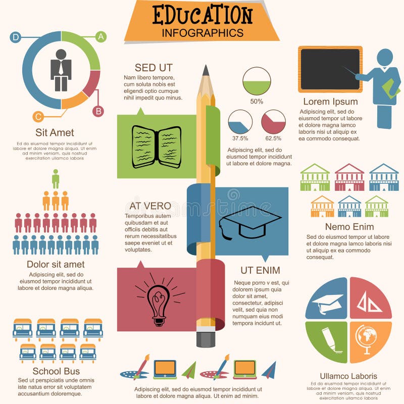 Set of Various Education Infographics Elements. Stock Illustration ...
