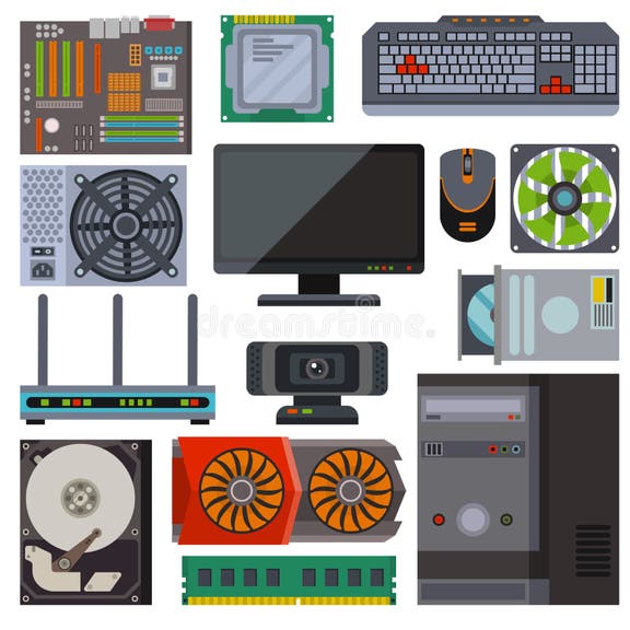 Set Various Computer Parts Accessories Stock Illustrations – 30 Set ...