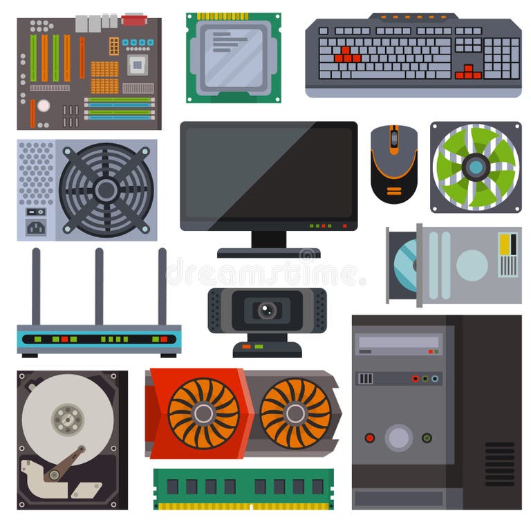 Set Various Computer Parts Accessories Stock Illustrations – 30 Set ...