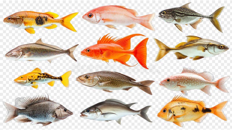 Set of various fish stock image. Illustration of pack - 341489401
