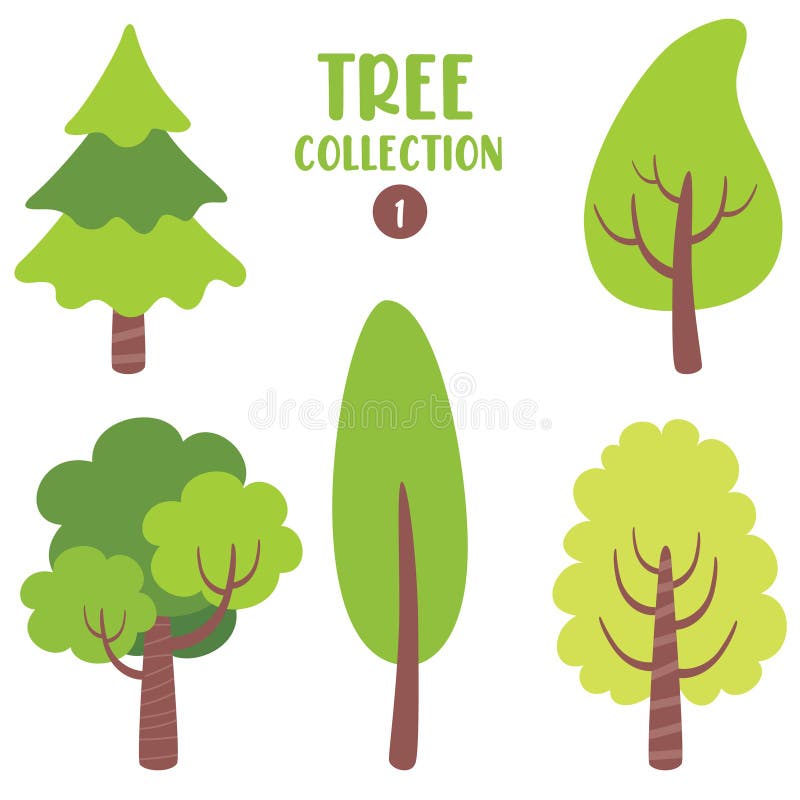 Set of Various Flat Trees stock vector. Illustration of green - 218464419