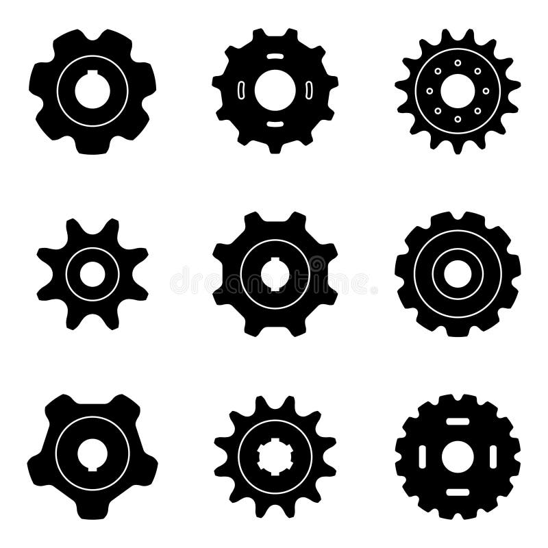Set of Various Forms of Sprocket Wheel. Vector Icons Set Stock Vector ...
