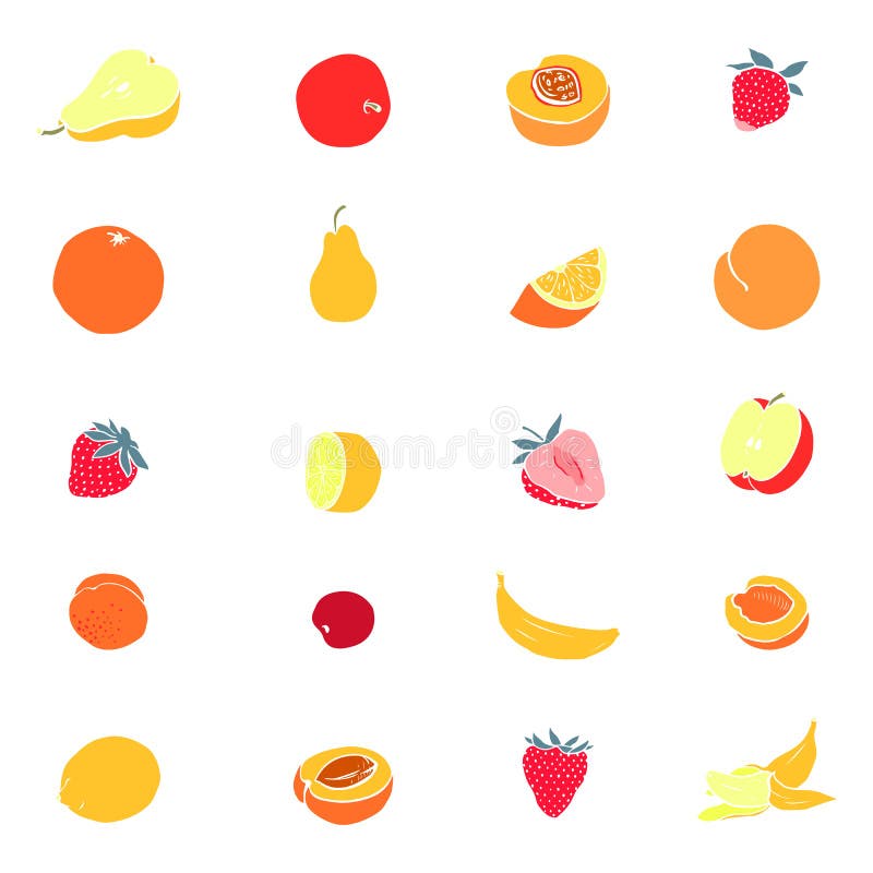 Set of various fruit icons stock vector. Illustration of lemon - 43231181
