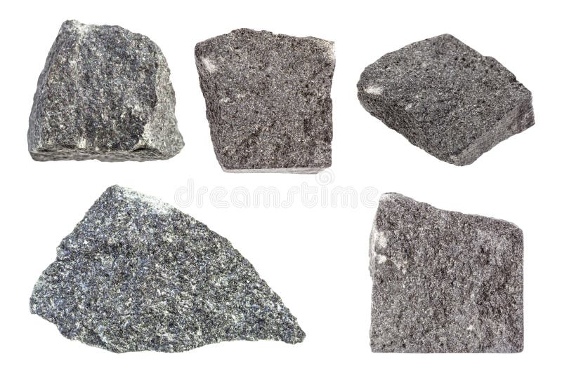 Set of Various Gabbro Rocks Isolated on White Stock Photo - Image of ...