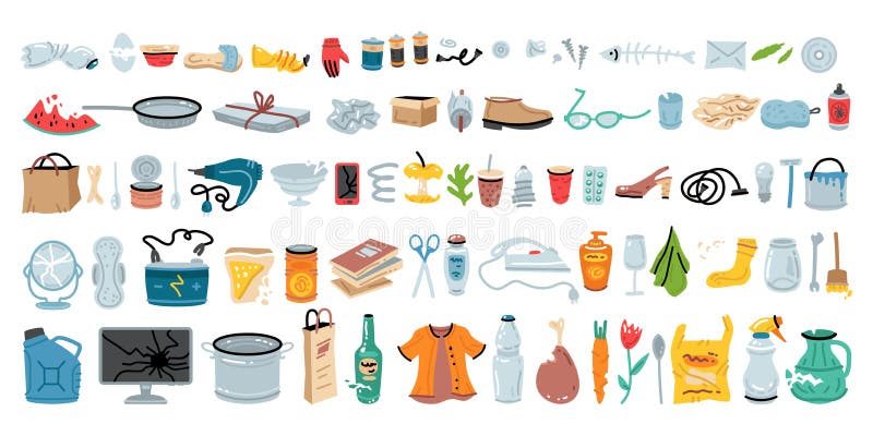 Set of Various Garbage for Concept Design. Vector Illustration Design ...