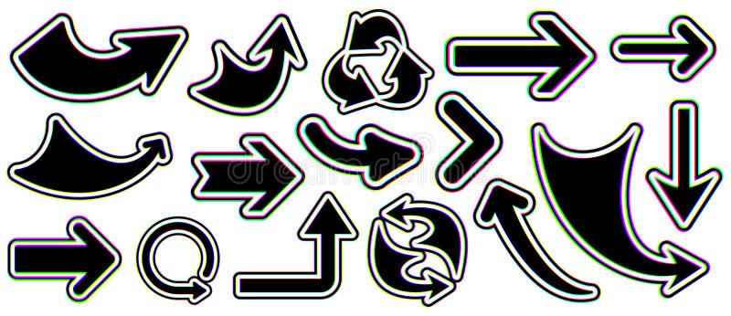 Glitch Effect Mixed Arrow Collection Stock Vector - Illustration of ...