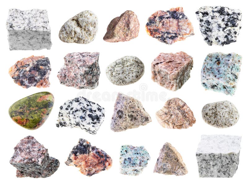 Set of Various Granite Stones Cutout on White Stock Photo - Image of ...