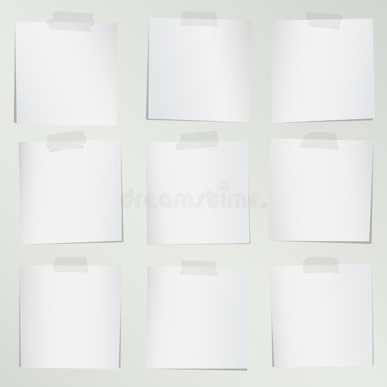 Set of Various Gray Note Papers on White Stock Vector - Illustration of ...