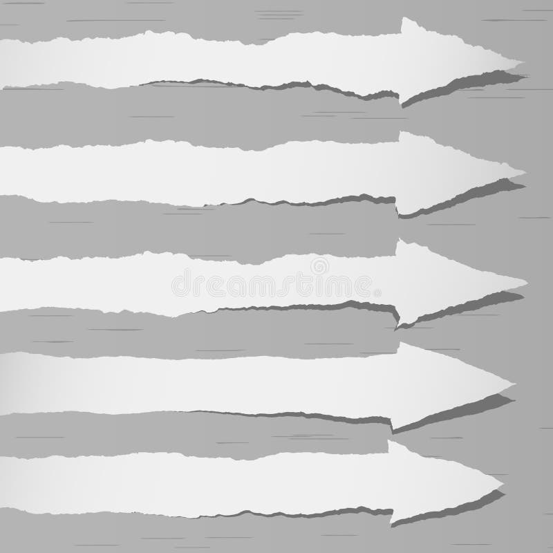 Set of Various Gray Torn Papers Arrows Symbols Stock Vector ...