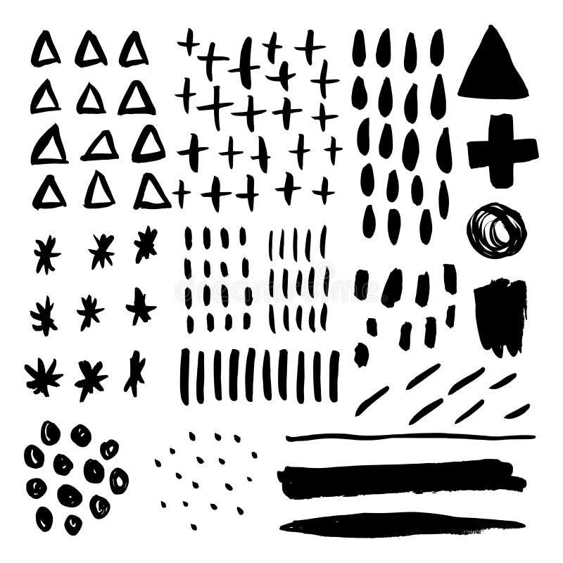 Pack of Various Hand Painted Grunge Design Elements. Stock Vector ...