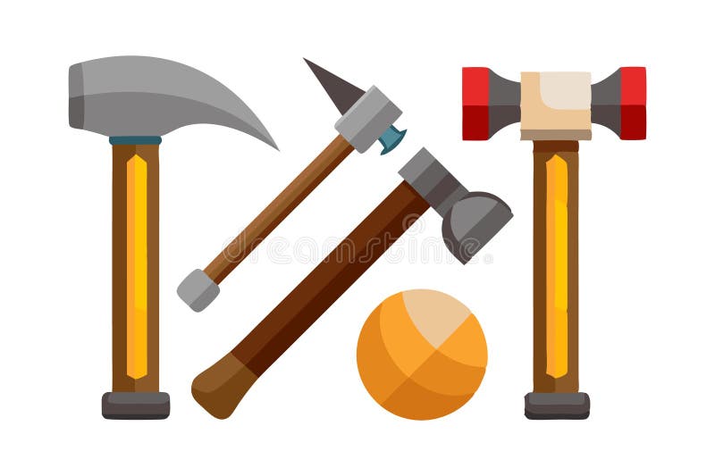 Set of Various Hammers and Tools with Wooden Handles for Construction and Repair Work Stock ...