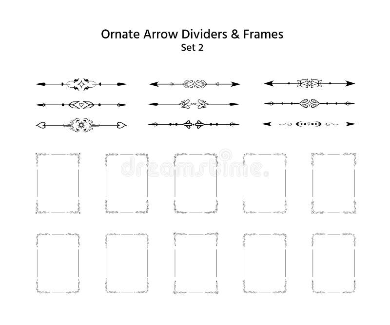 Set of Matching Ornate Frames, Arrow Dividers Stock Vector ...