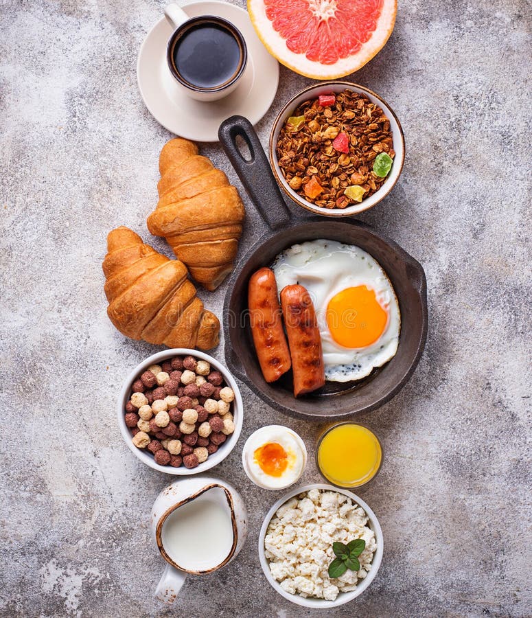 Set of Various Healthy Breakfast Stock Photo - Image of food, drink ...