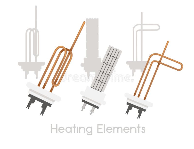 Set of Various Heating Elements Used in Water Heaters. Wet and Dry ...