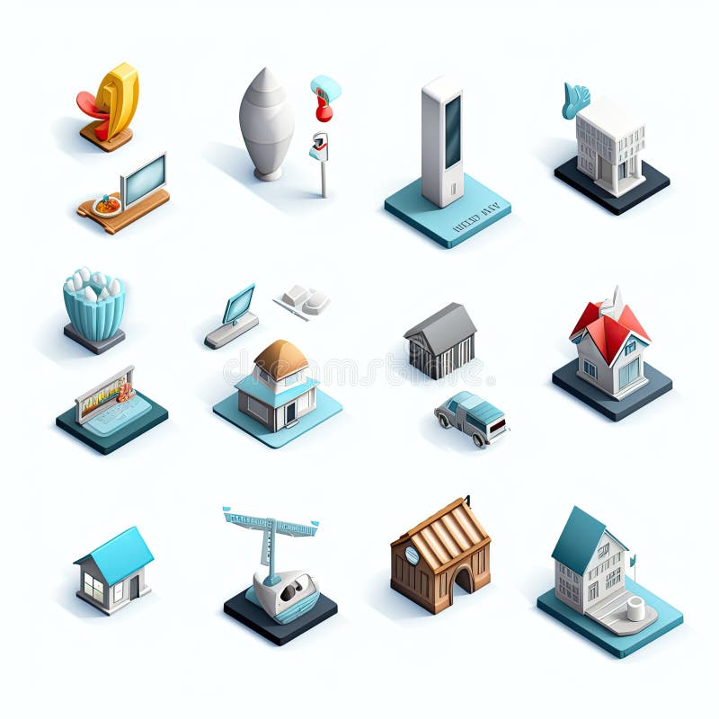 A Set of Various Icons Colletion, Generative AI Stock Illustration ...