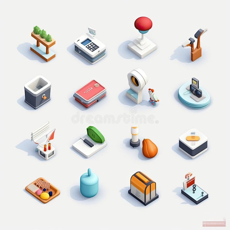 A Set of Various Icons Colletion, Generative AI Stock Illustration ...