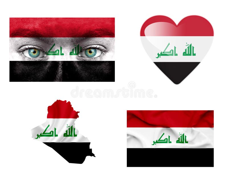 Set of various Iraq flags stock illustration. Illustration of border ...