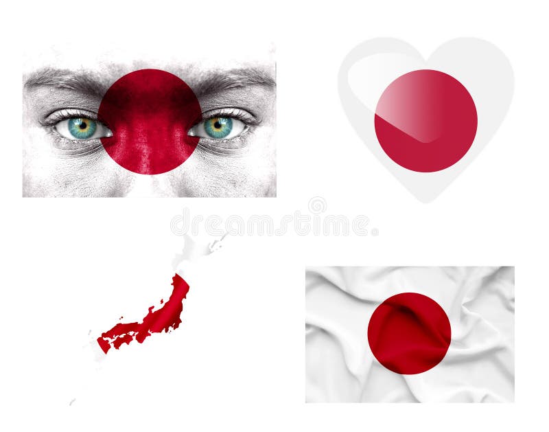Set of various Japan flags stock illustration. Illustration of painting ...
