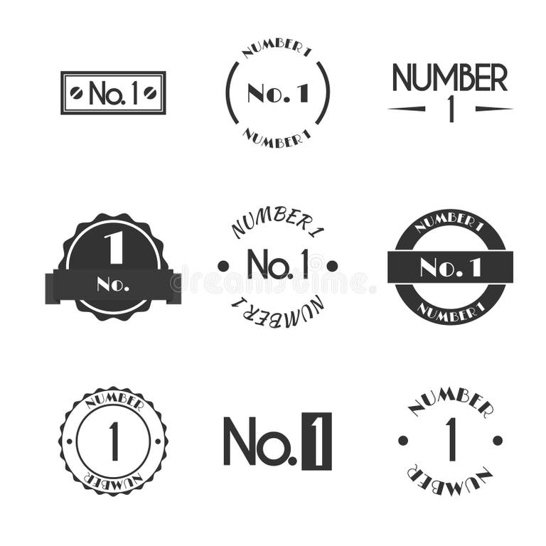 Set of Various Labels with Text Number One, Flat Vector Illustration ...