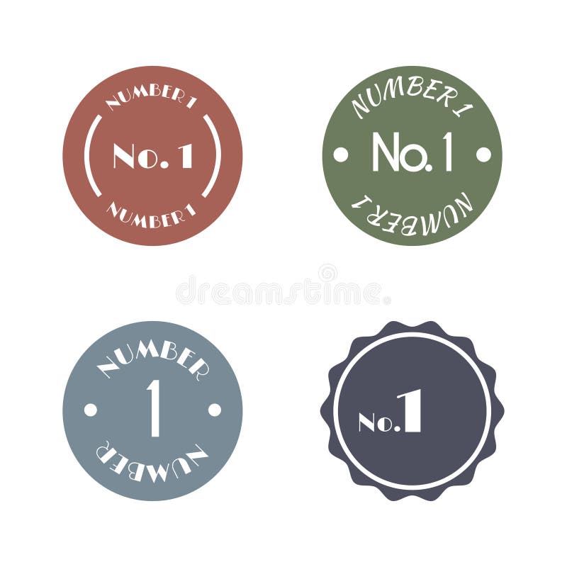Set of Various Labels with Text Number One, Flat Vector Illustration ...