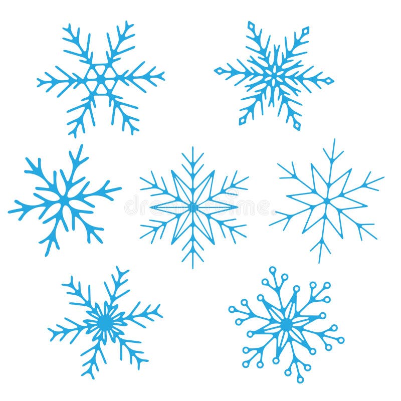 Set of Various Light Blue Realistic Snowflakes. Stock Vector ...