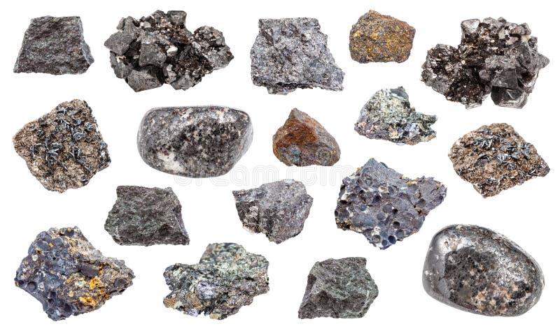 Set of Various Magnetite Iron Ore Rocks Isolated Stock Photo - Image of ...