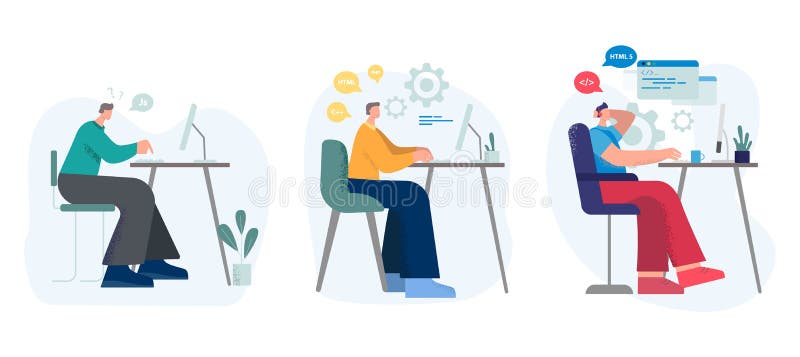 Programmer Hacker Computer Desk Stock Illustrations 627 Programmer Hacker Computer Desk Stock