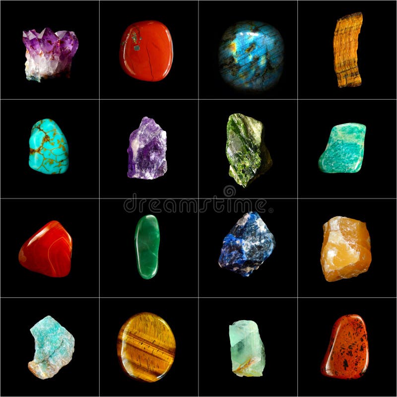 Set of Various Mineral Rocks and Stones Stock Image - Image of closeup ...