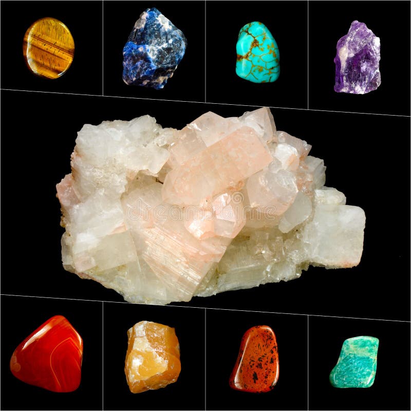Set of Various Mineral Rocks and Stones Stock Photo - Image of amethyst ...