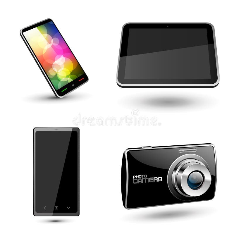 Set of Various Mobile Devices Icons Stock Vector - Illustration of ...