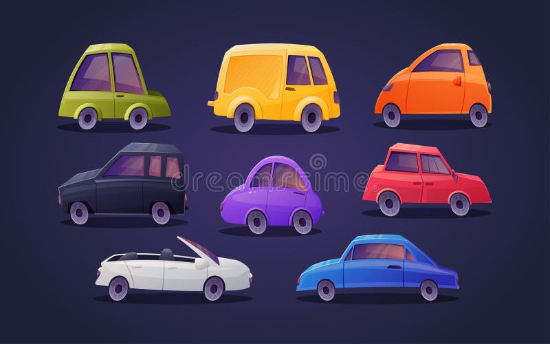 A Set of Various Multi-colored Passenger Cars. Collection of Vector ...