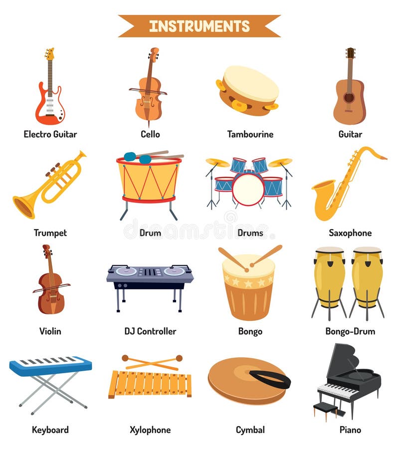 Music Instruments Geometric Illustration Set Stock Vector ...