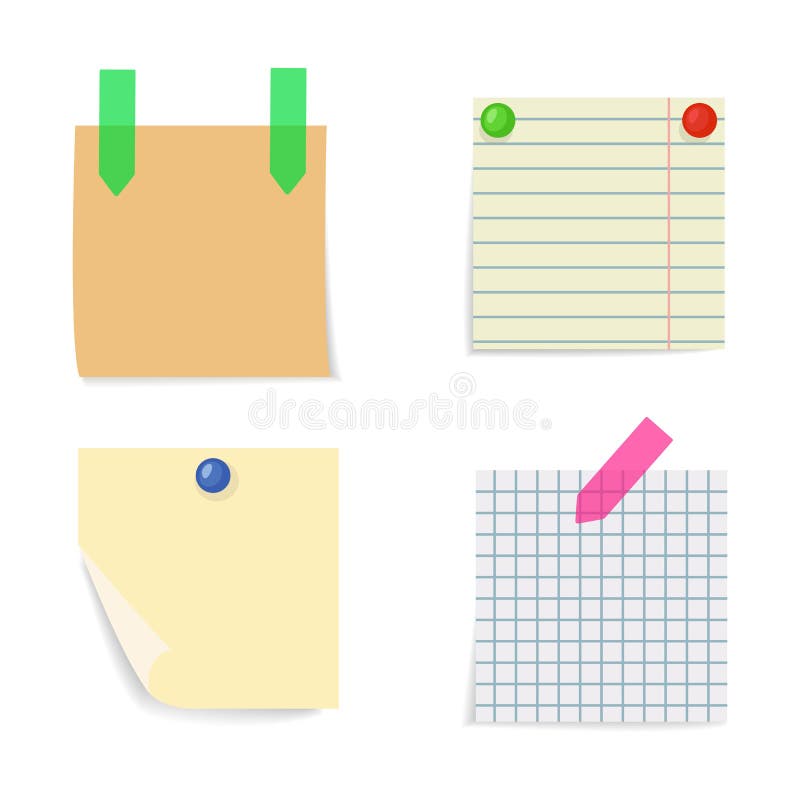 Set of various note papers stock illustration. Illustration of ...