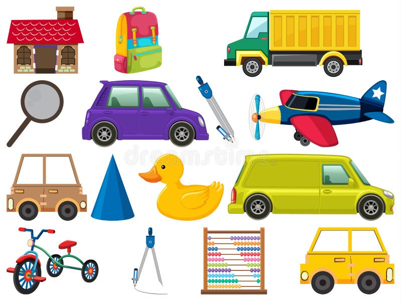 Set of Various Objects Cartoon Stock Vector - Illustration of blank ...