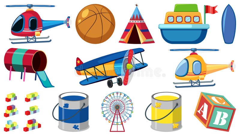 Set of Various Objects Cartoon Stock Vector - Illustration of paint ...
