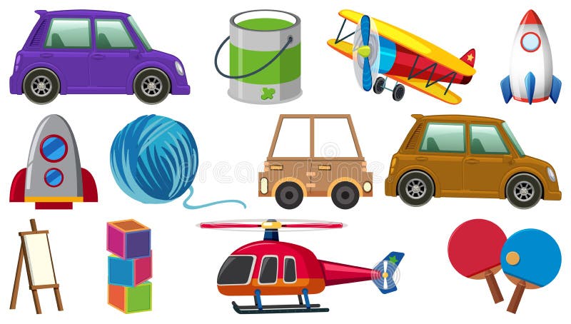 Set of Various Objects Cartoon Stock Vector - Illustration of ...