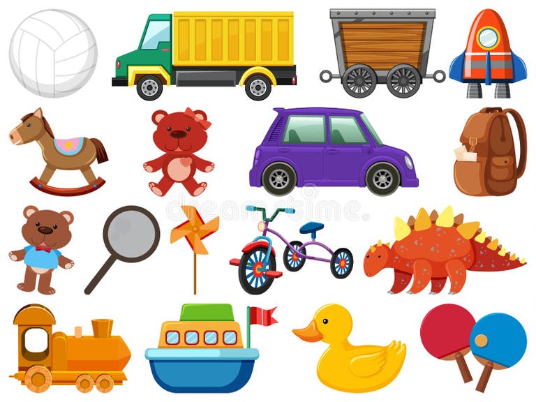 Set of Various Objects Cartoon Stock Vector - Illustration of figures ...